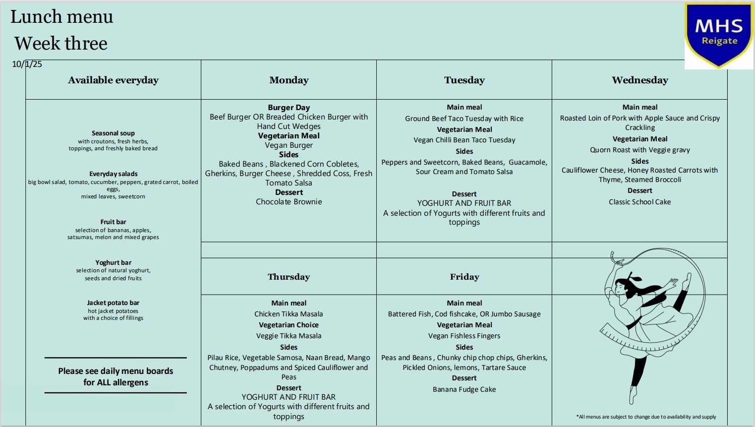 School Meals | Moon Hall School